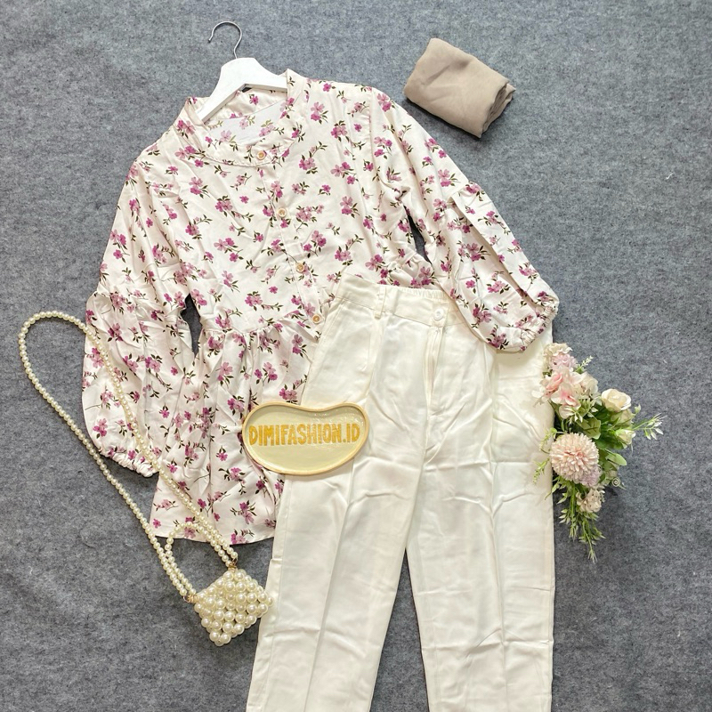 Jual MARSHA SET (blouse+hijab+basic pants) paket ootd | Shopee Indonesia