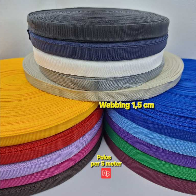Jual Webbing / Bisban Warna Warni ( 1,5 cm Motif POLOS 5 meter ) part 1 ...