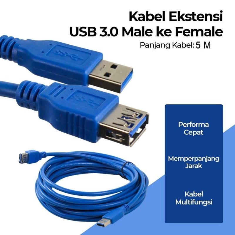 Jual Kabel Ekstensi Extension Cable USB 3.0 Male ke Female | Shopee ...