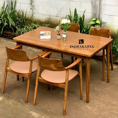 Jual Set Kursi Makan Hiroshima Meja Makan Kayu Jati Solid Jepara | Shopee Indonesia