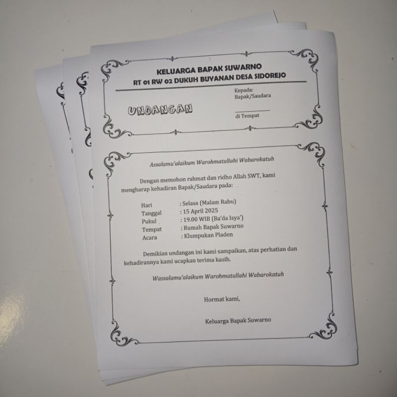Jual Undangan Tasyakuran | Undangan Kirim Doa | Undangan Peladen ...