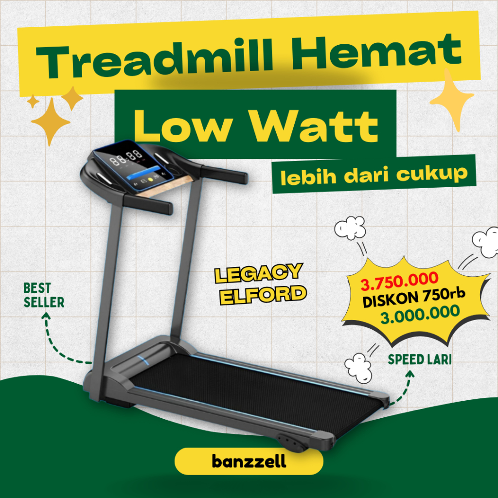 Jual Treadmill Elektrik Legacy Elford Low Watt Hemat Listrik ...