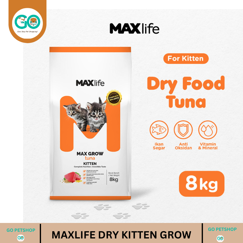 Jual Maxlife Dry Cat Food Kitten Tuna - Makanan Anak Kucing Kering 8 kg ...