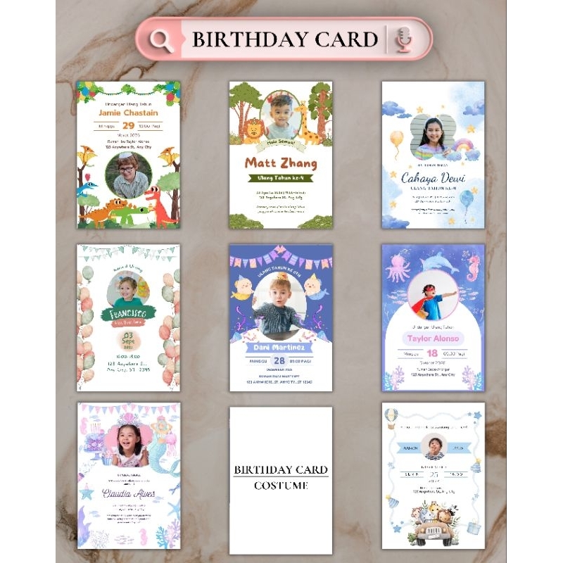 Jual kartu Undangan Ulang Tahun Anak Custom ( bisa custom desain apa ...