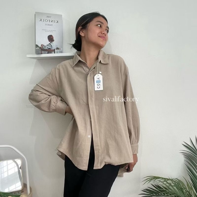 Jual Sivali Factory Loryn Top - Kemeja Oversize Linen Crinkle | Shopee ...