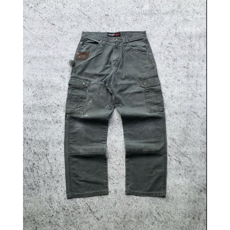 Jual Wrangler Double Knee Cargo Moss | Shopee Indonesia