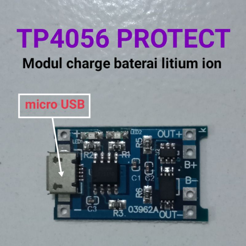Jual Tp4056 Proteksi 5V~1A ( modul cas baterai Li-ion 18650) | Shopee ...
