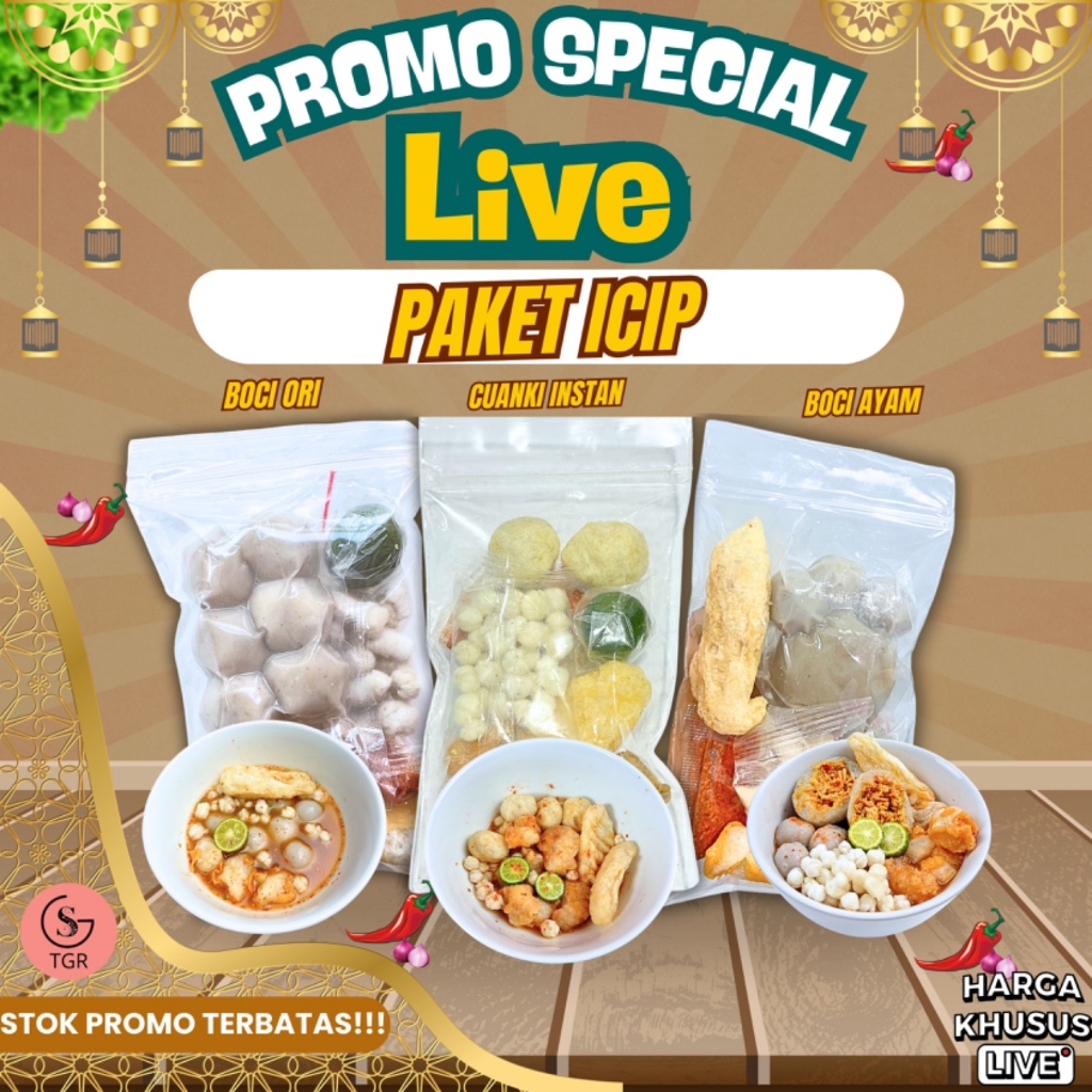 Jual [ SPECIAL LIVE 6.6] PAKET ICIP 3 BUNGKUS-BASO ACI AYAM EKO,BASO ACI ORI,CUANKI INSTAN ...