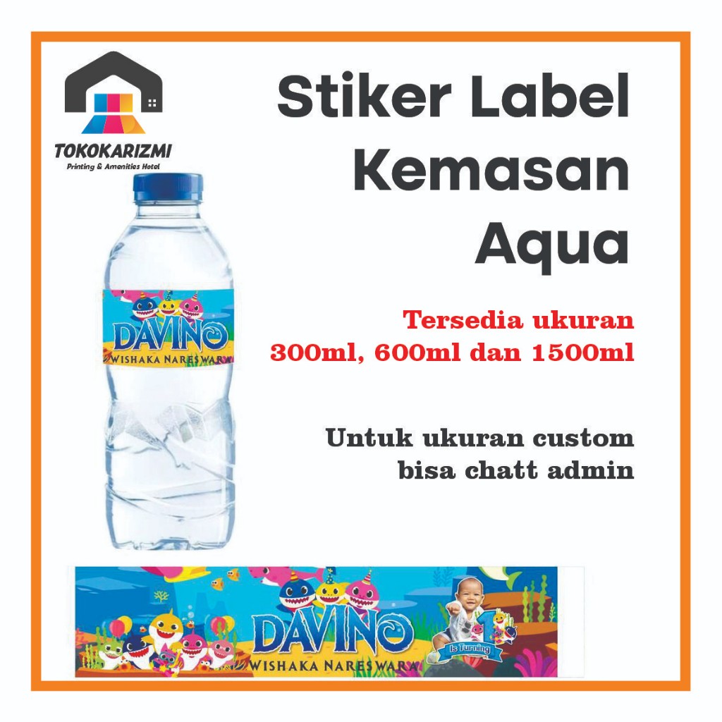 Jual Cetak Stiker Air Minum Kemasan Aqua Murah Custom (1 pack isi ...