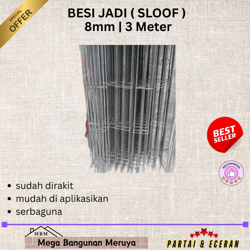 Jual Besi Jadi Besi Sloof 8 mm (full) | 3 meter | Shopee Indonesia