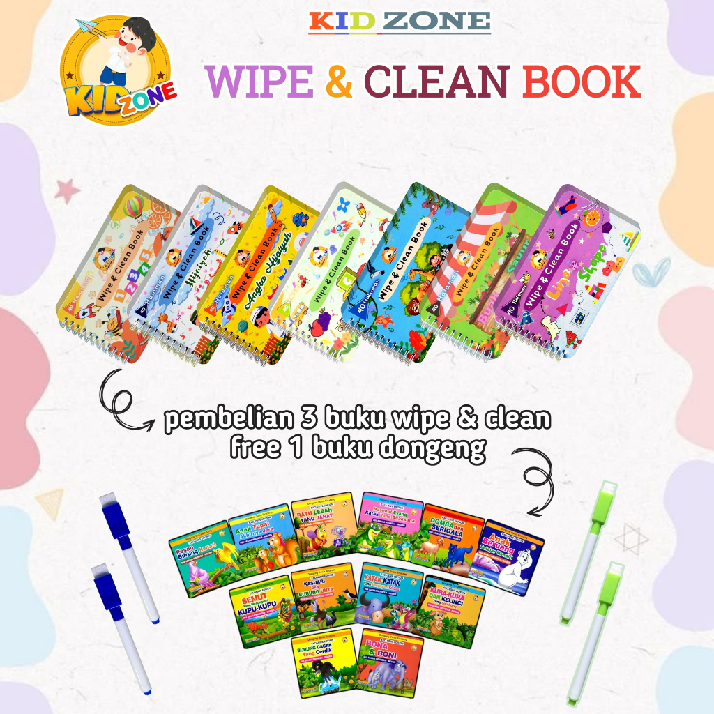Jual PROMO BELI 3 BUKU FREE 1 BUKU DONGENG & SPIDOL - KIDZONE - WIPE ...