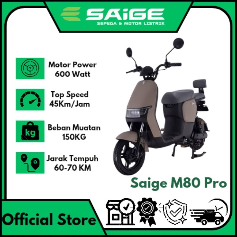 Jual Sepeda Listrik SAIGE M80 PRO NFC 48V/20AH , Power 600WATT Anti air ...
