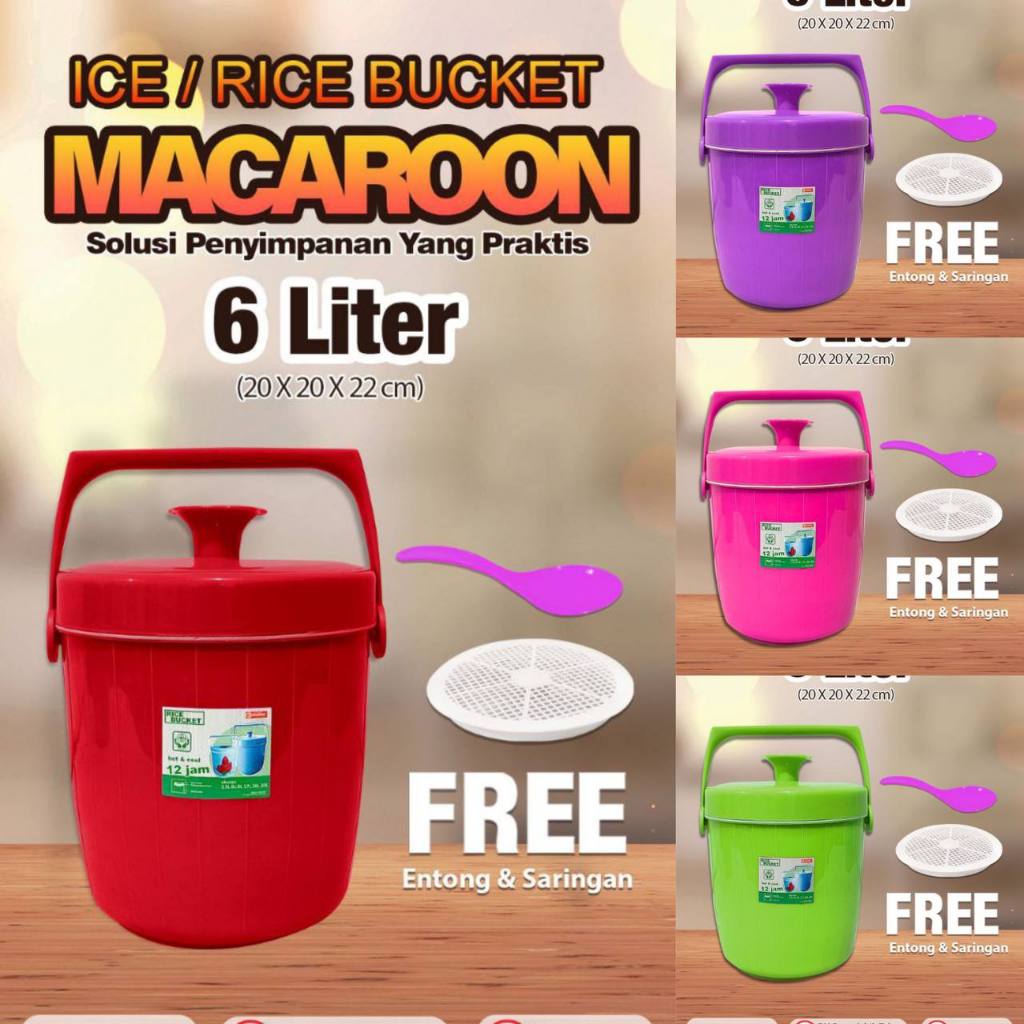 Jual Rice Bucket 6 Liter MACAROON - Termos Nasi 6 Liter MACAROON ...