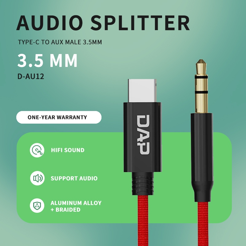 Jual DAP D-AU12 Type-c to 3.5mm audio cable car AUX conversion cable headphone jack car audio ...