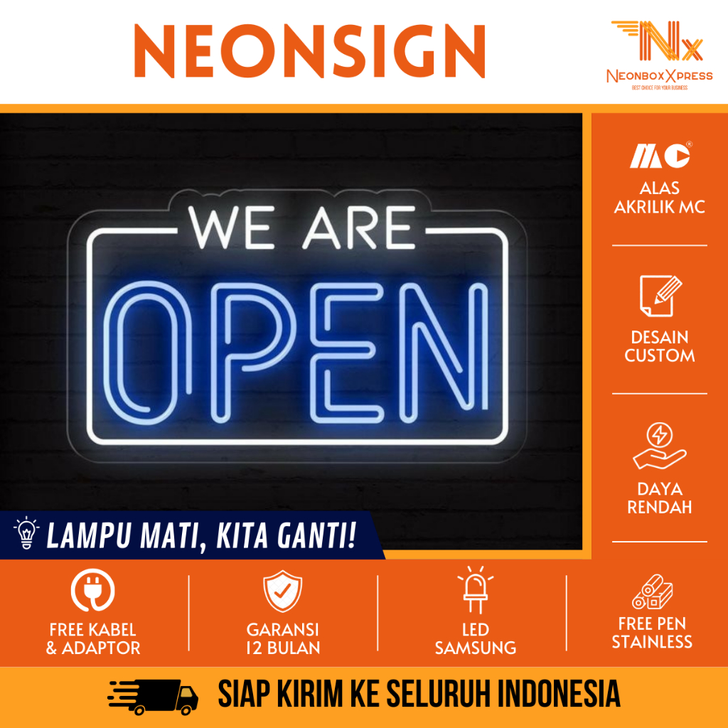 Jual Neon Sign Open Close LED Lampu Tanda Buka Tutup Cafe Resto Usaha ...
