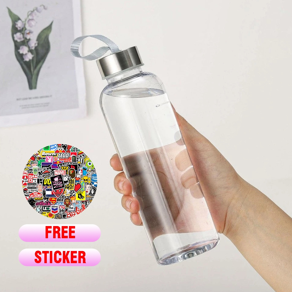 Jual BOTOL KACA BENING 420 ML - FREE STICKER | Shopee Indonesia