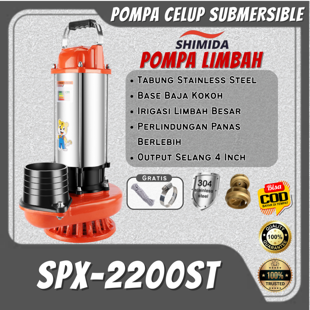 Jual Shimida Pompa Celup Air Kotor SPX-2200ST Daya : 2200W Sumbersible ...
