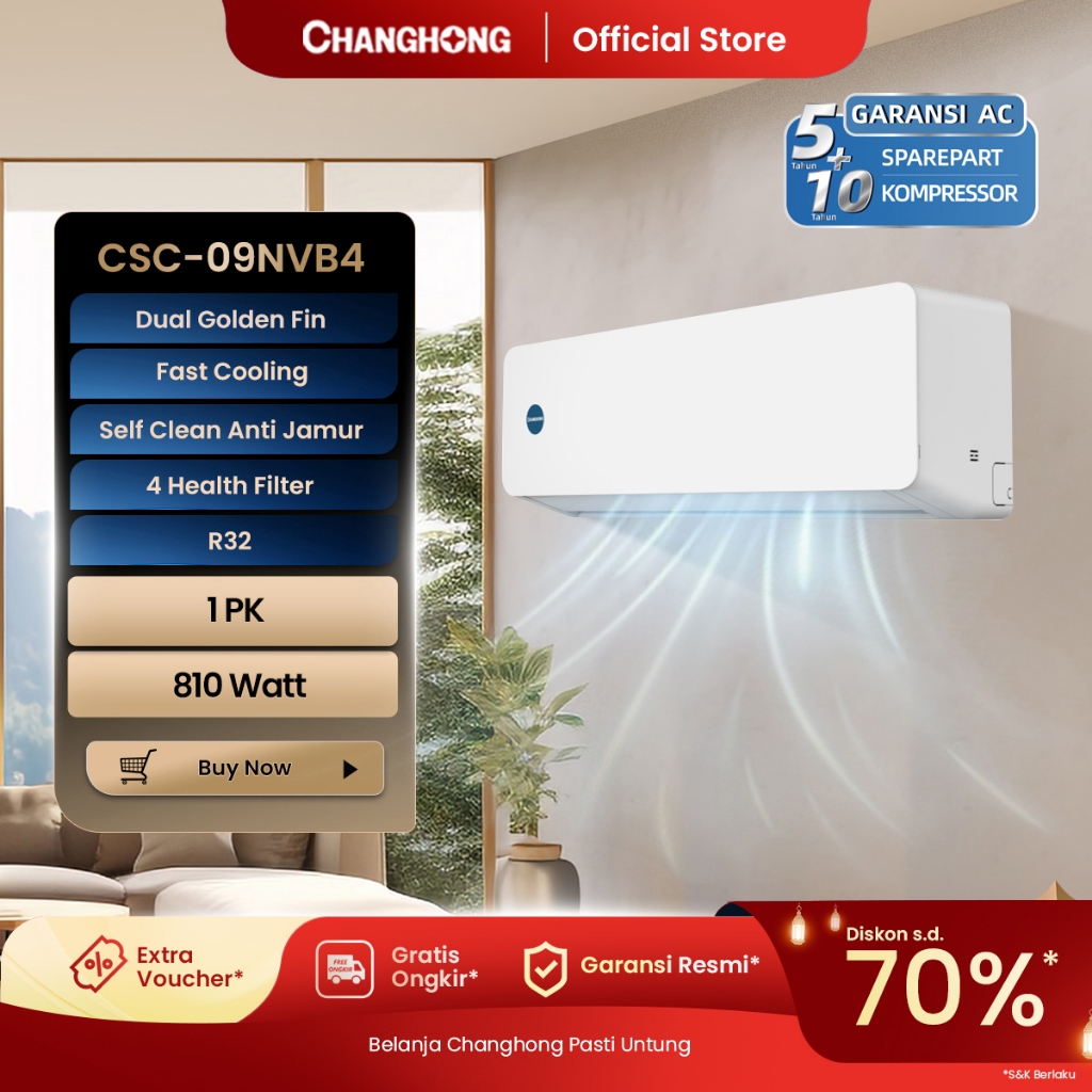 Jual Changhong AC Split 1 PK STANDARD R32 - CSC-09NVB4 [INDOOR + OUTDOOR UNIT ONLY] | Shopee ...