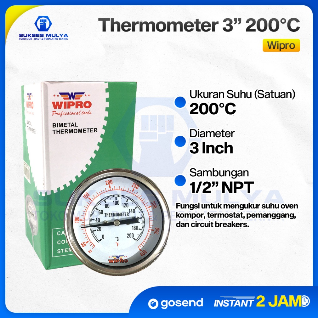 Jual Analog thermometer / Termometer payung mini bimetal untuk oven gas ...