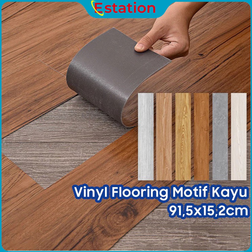 Jual Estation - Ubin Lantai Vinyl Serat Kayu Tahan Air DIY Perekat Diri ...