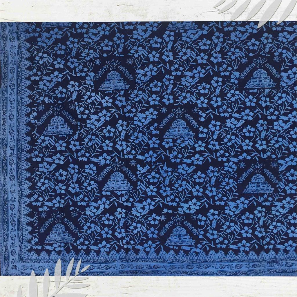 Jual Batik jambi Motif melati candi biru | dasar bahan baju (Panjang.2m ...