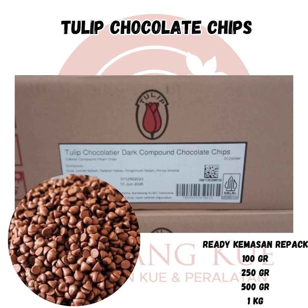Jual Tulip coklat chips/tulip choco chips dark coklat/chocochips tulip ...