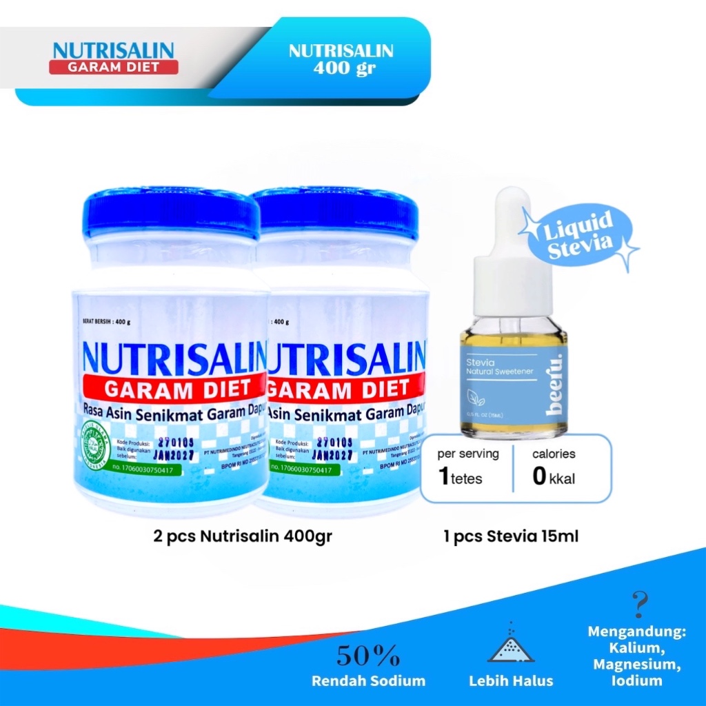 Jual BUNDLING SATSET SEHAT - Bundle 2pcs Nutrisalin 400gr + 1pcs Stevia ...