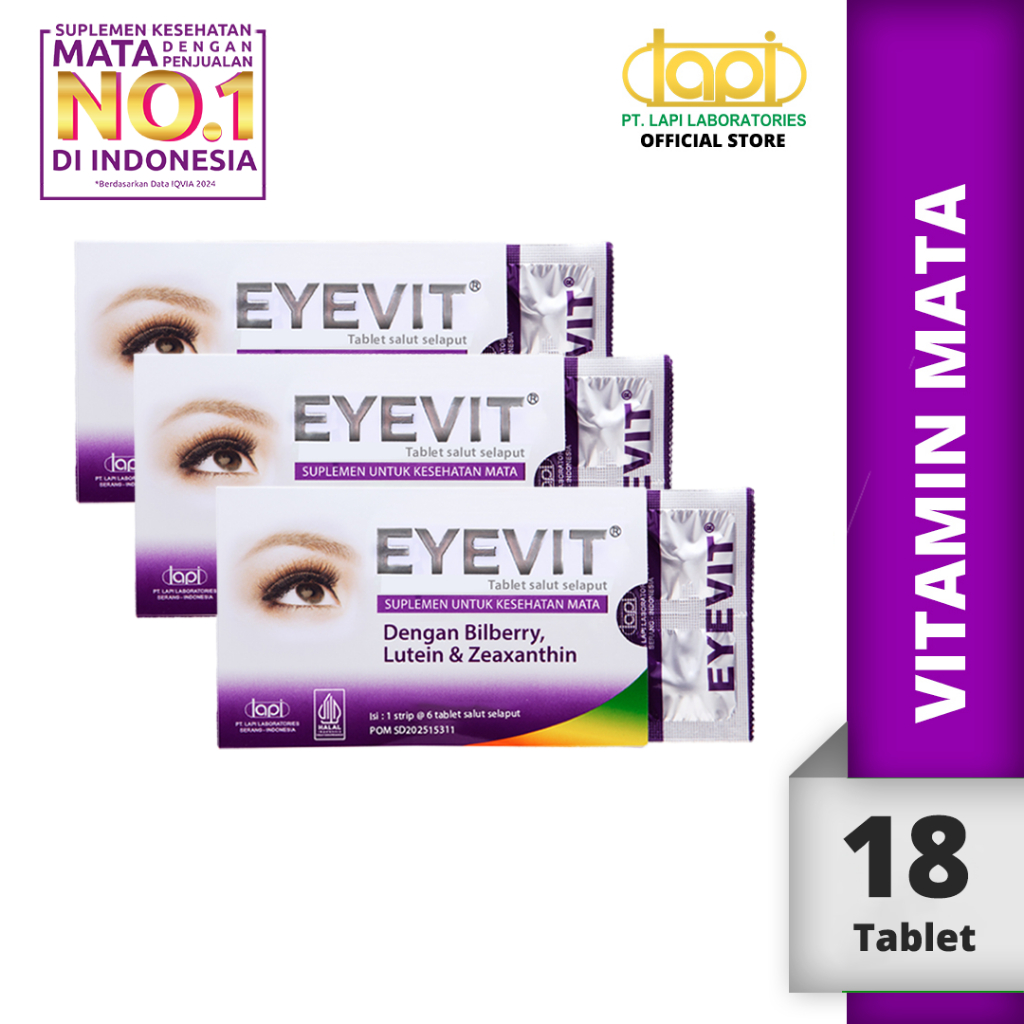 Jual Paket 3pcs EYEVIT Tablet - 1 Strip @ 6 Tablet - Suplemen Kesehatan ...