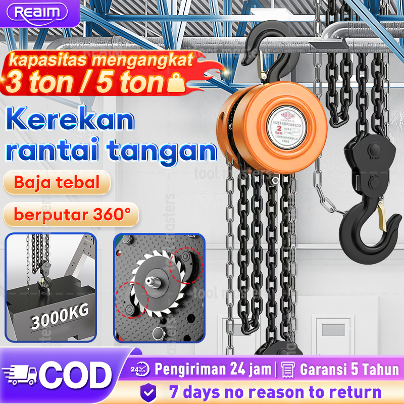 Jual REAIM Chain Block 1 ton/ 3.5 ton/5.5 ton×3 meter Chain Hoist/Katrol Angkut Barang/Katrol ...