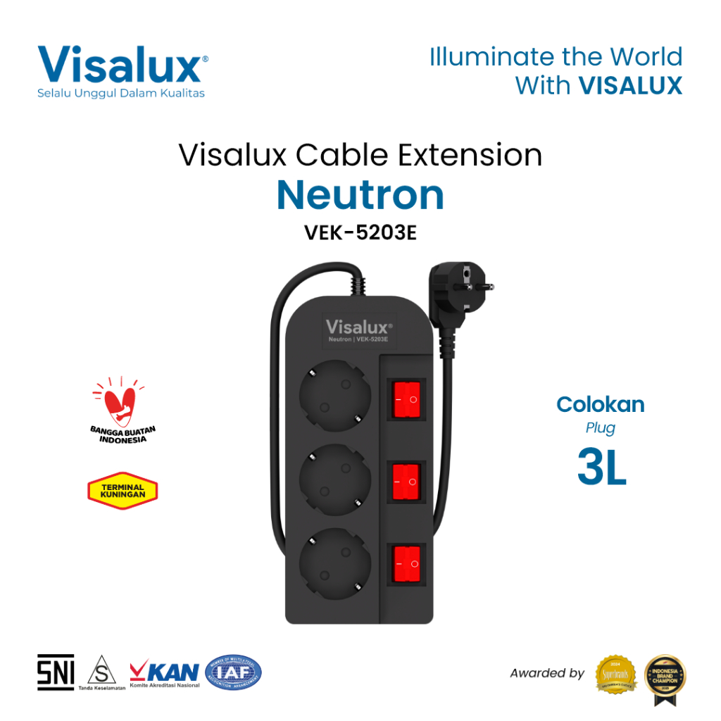 Jual Visalux Kabel Extension Neutron - 3L (Stop Kontak Colokan 3 Lubang ...