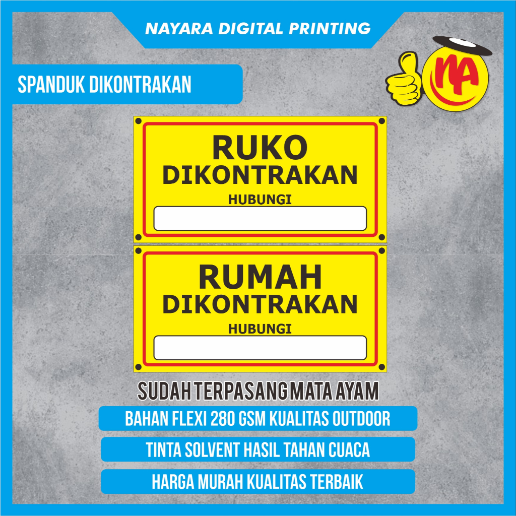 Jual spanduk dikontrakan / spanduk ruko / spanduk banner dikontrakan ...