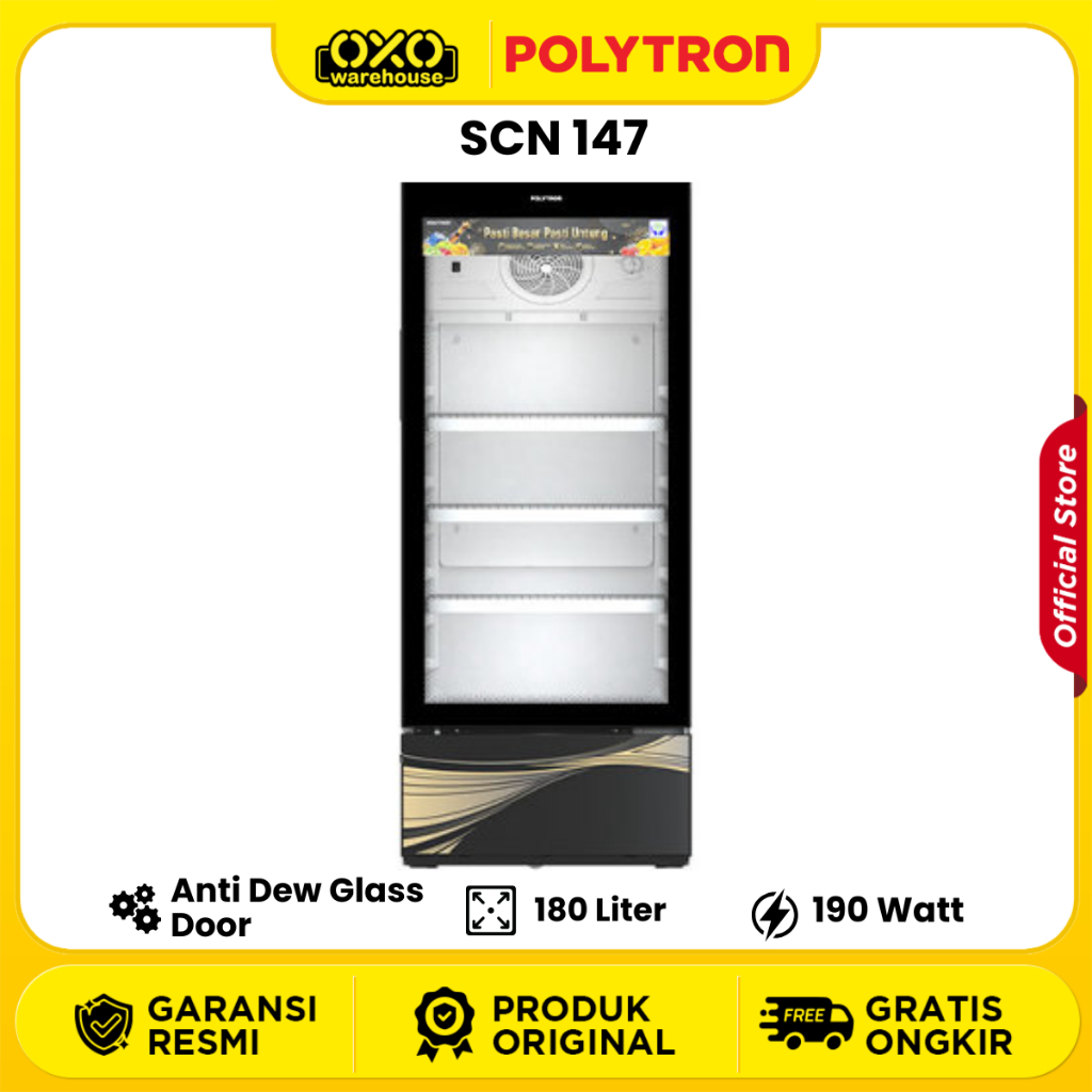 Jual POLYTRON Showcase SCN 147 Display Cooler Kapasitas 180 Liter Low ...