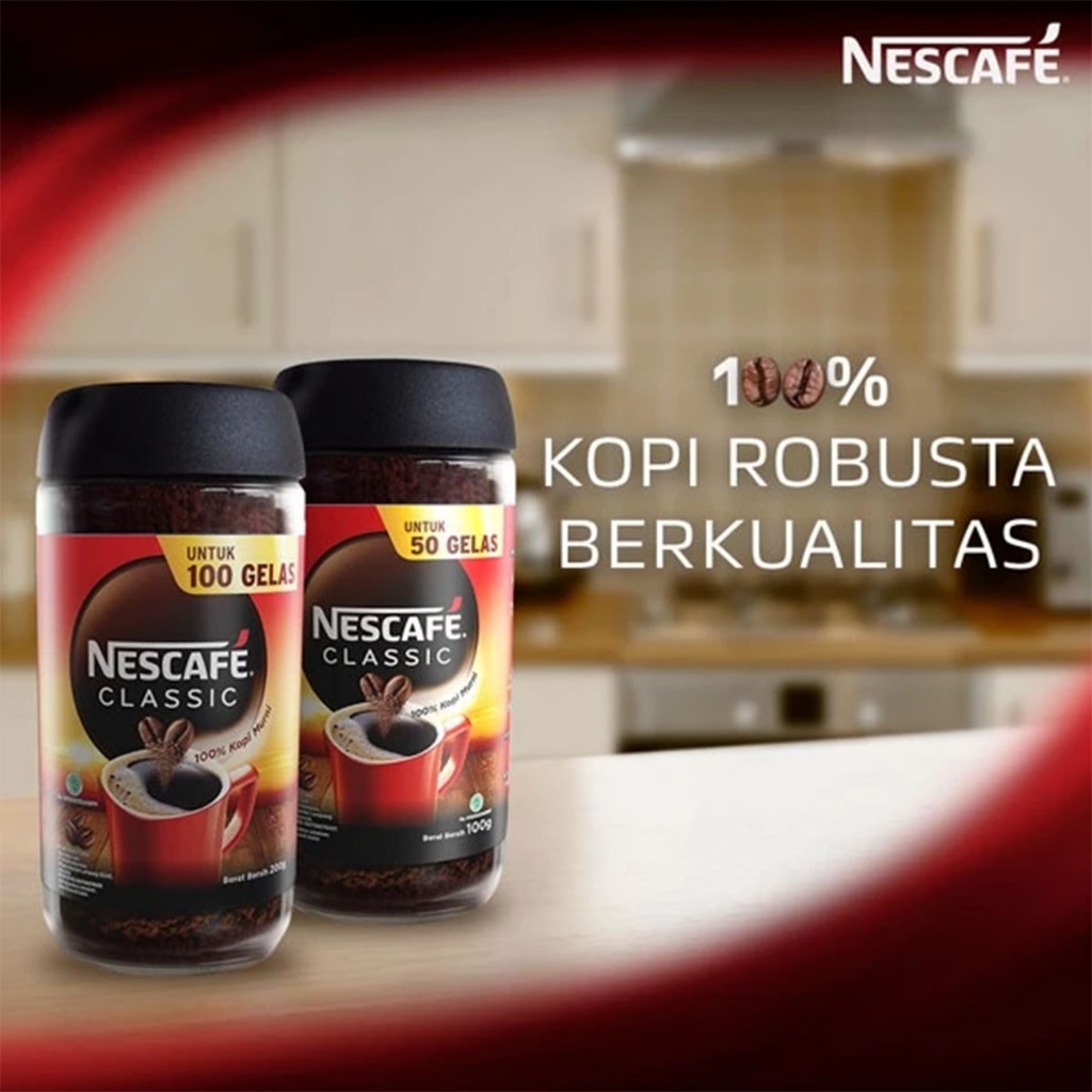 Jual Nescafe Classic Kopi Instan 100g Robusta Blend Kemasan Botol Kopi ...
