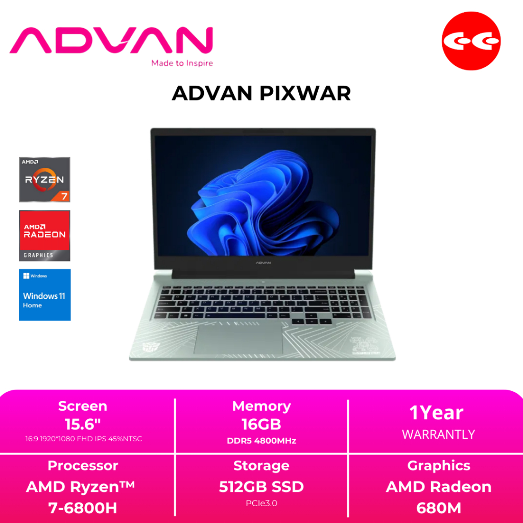 Jual ADVAN PIXWAR X TRANSFORMERS RYZEN 7-6800H RAM 16GB SSD 512GB WIN ...