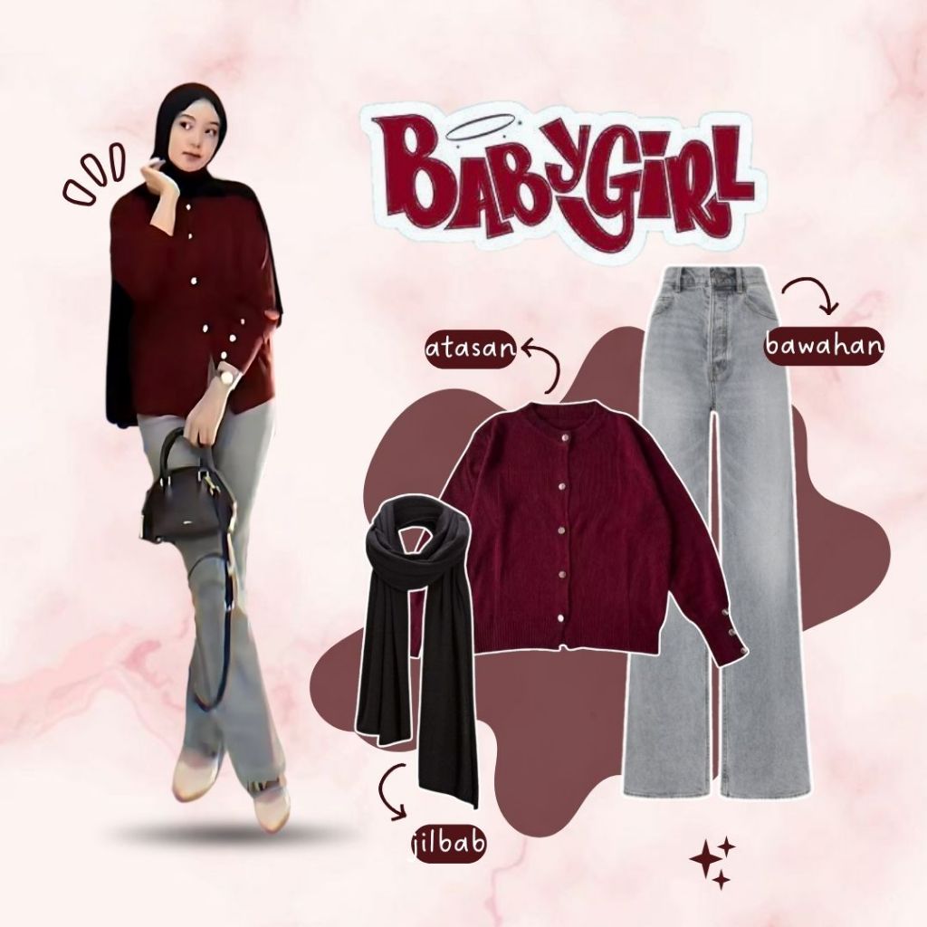 Jual One Set 3in1 Wanita kekinia Pashmina Ceruty, Cardigan Rajut kancing Trend & Celana Jeans ...