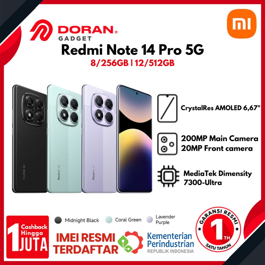 Jual XIAOMI Redmi Note 14 Pro 5G 8/256GB 12/512GB 200MP Triple Camera ...