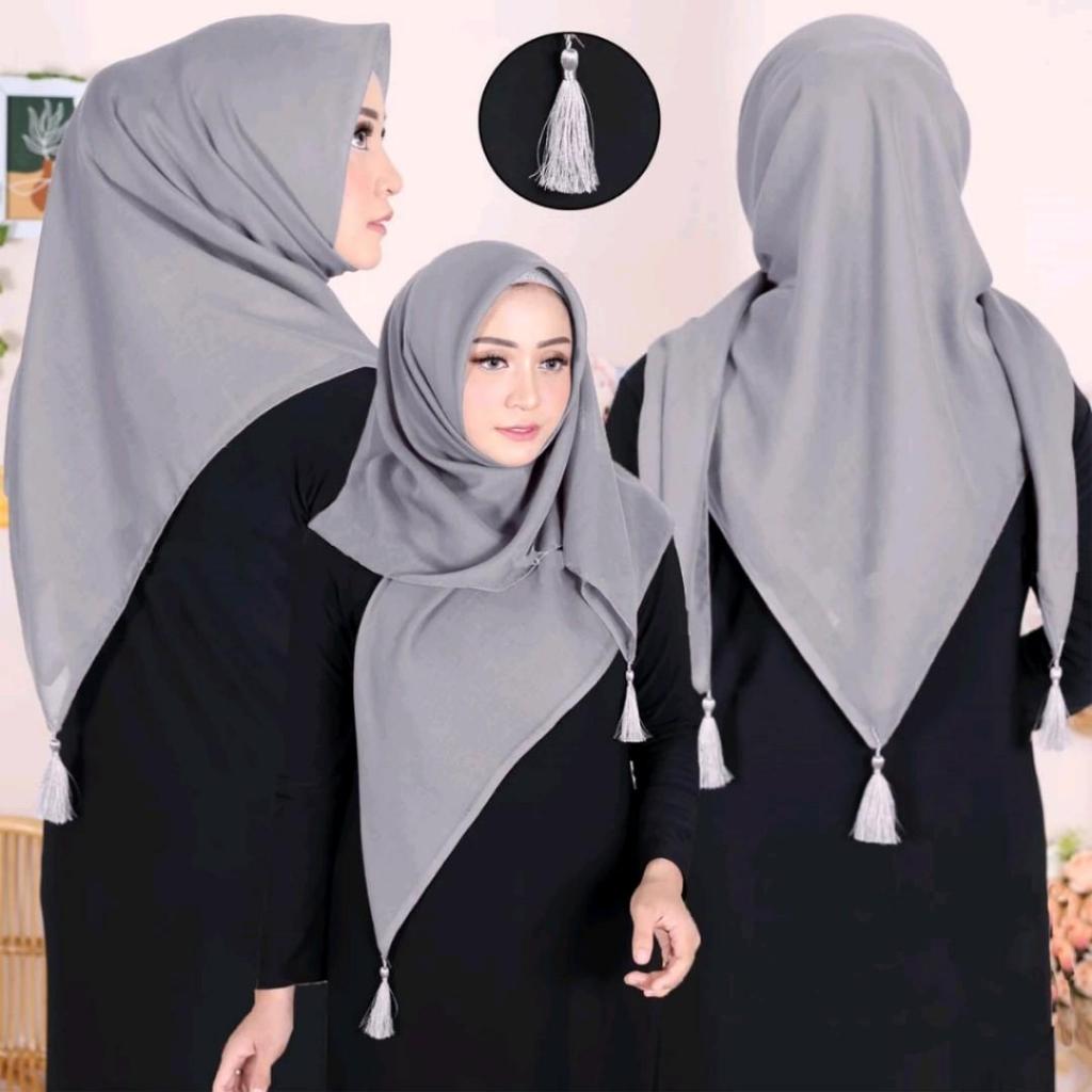 Jual Hijab segi empat paris jadul tassel / Kerudung segi empat tassel ...