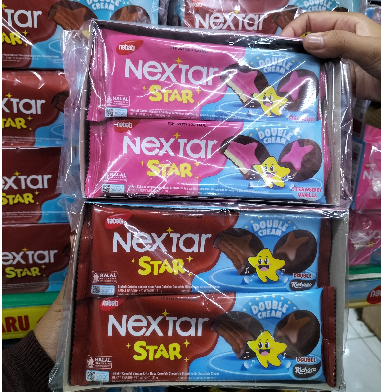 Jual NEXTAR STAR DOUBLE CREAM RASA STRAWBERRY VANILLA , COKLAT 1 BOX ...