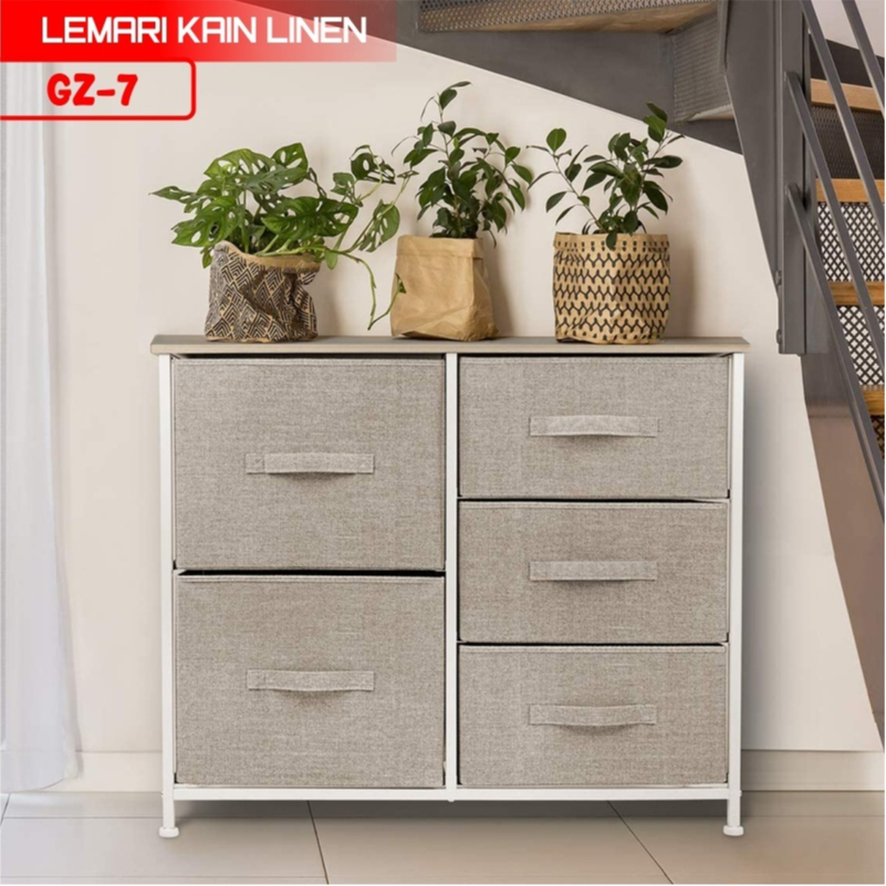 Jual Worldhome Lemari Kain Linen 2 Tingkat 5 Laci Storage Organizer ...
