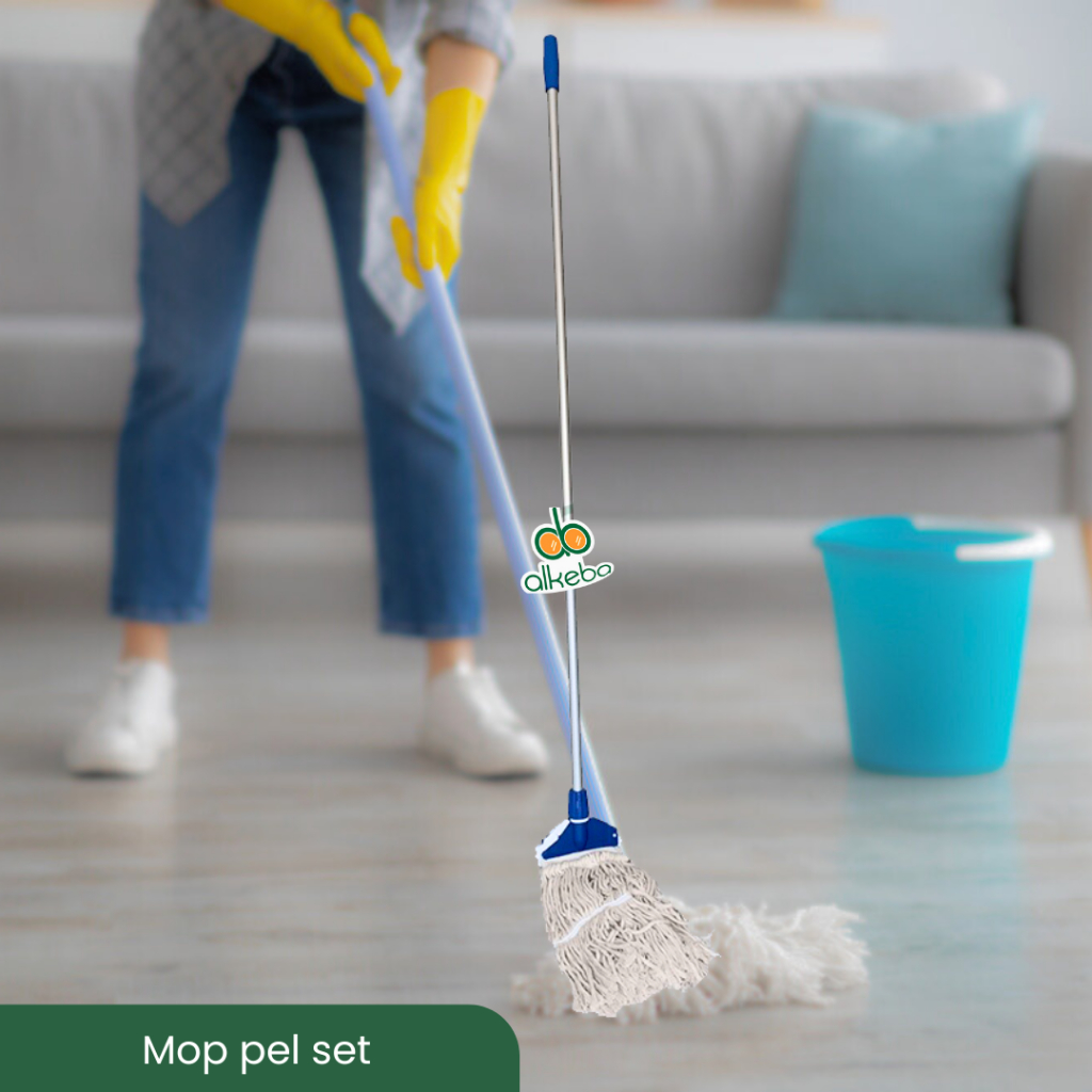 Jual Mop Pel Set Complete tangkai aluminium hand grip biru + frame mop ...