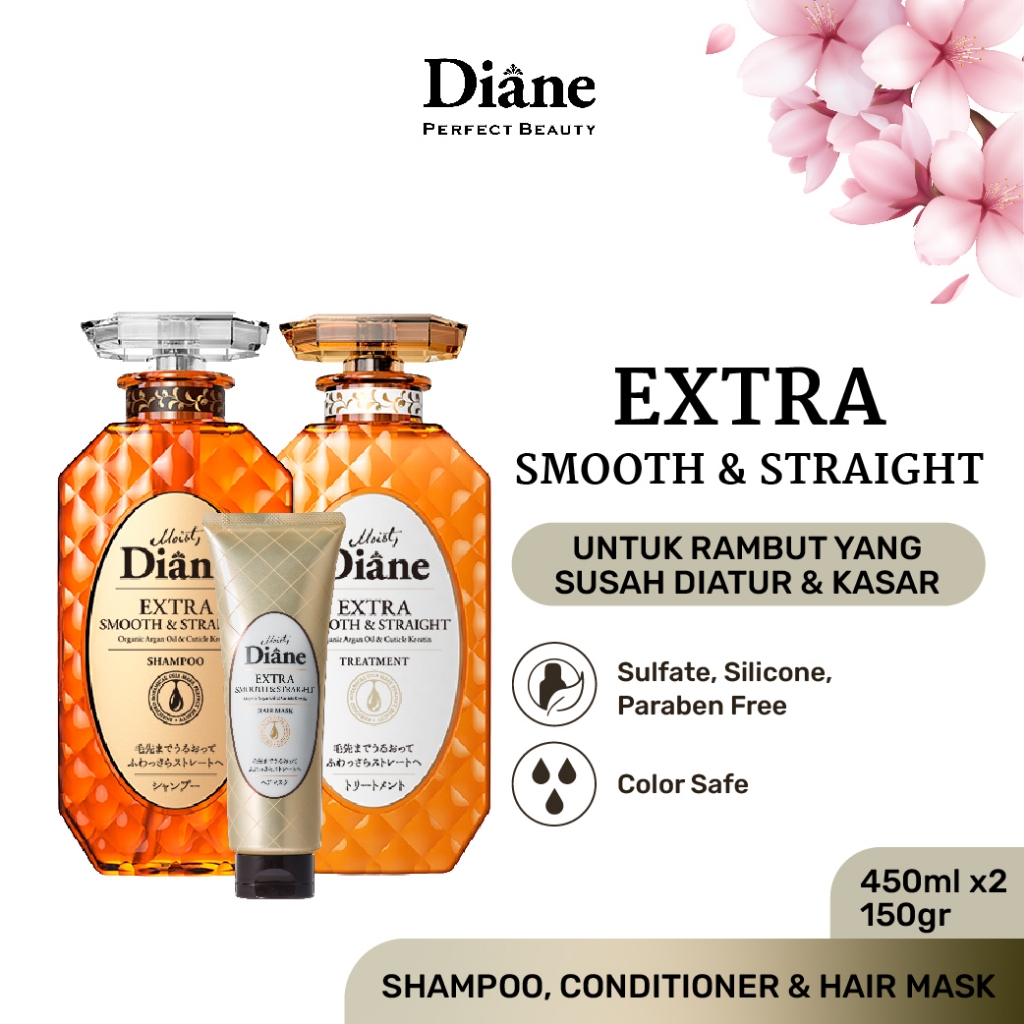 Jual PAKET Moist Diane EXTRA SMOOTH & STRAIGHT Shampoo + Treatment ...