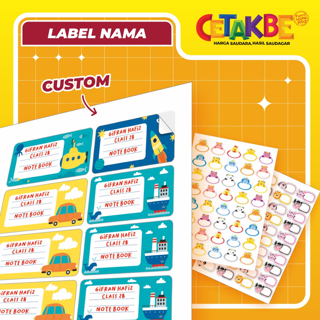 Jual (35 PCS ) Stiker Label Nama Lucu / Sticker Anak Custom – Bisa ...