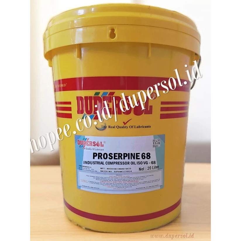Jual DUPERSOL PROSERPINE 68 , Oli compresor Screw ISO VG 68, Oli ...