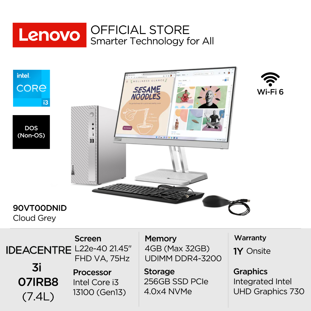 Jual Lenovo PC IdeaCentre 3i 07IRB8 DNID Intel Core i3 13100 DOS 4GB ...