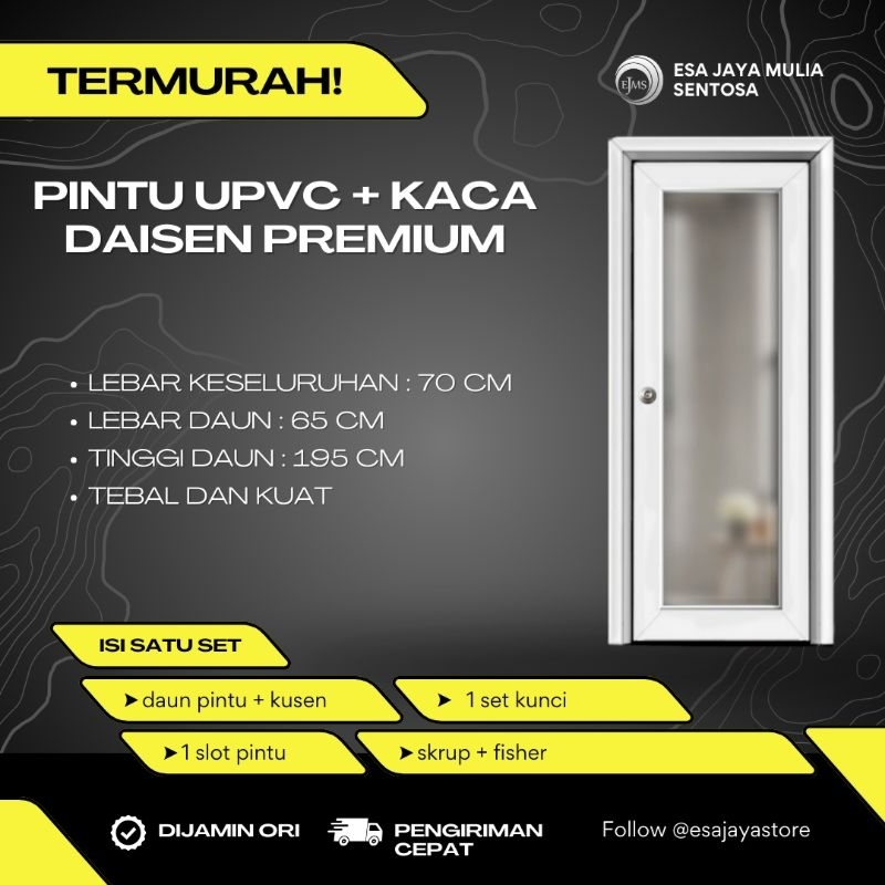 Jual Pintu UPVC Kamar Mandi Kamar Tidur Premium 70X195 Merk Daisen ...