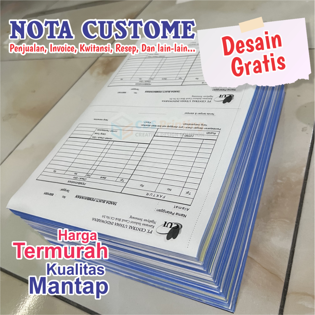 Jual Nota custom warna isi 100lbr, Nota Customer - Penjualan, Invoice ...