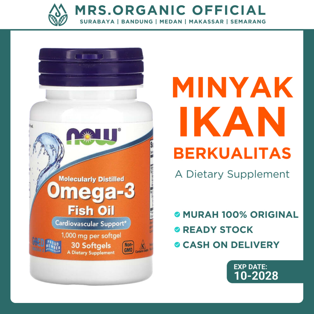 Jual Suplemen Vitamin Omega 3 Fish Oil Now Minyak ikan 1000 mg 30 ...