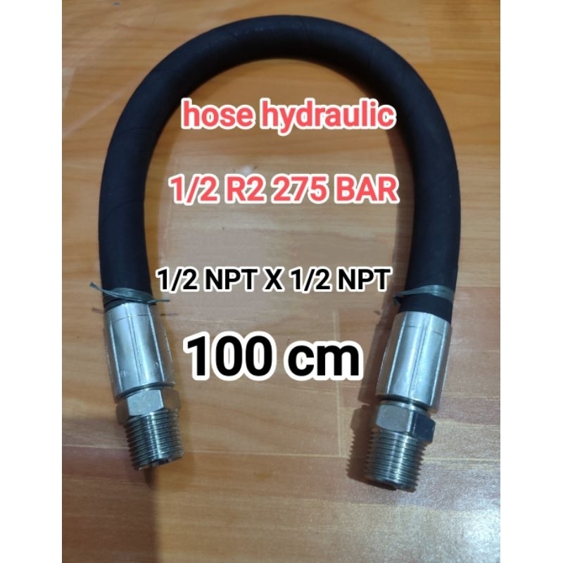Jual selang hidrolik 1/2 R2 275 bar panjang 100 cm 1/2 NPT X 1/2 NPT | Shopee Indonesia
