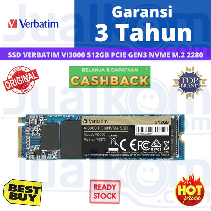 Jual SSD NVME SSD M2 NVME SSD GEN4 SSD VERBATIM VI3000 512GB PCIE GEN3 NVME M.2 2280 | Shopee ...