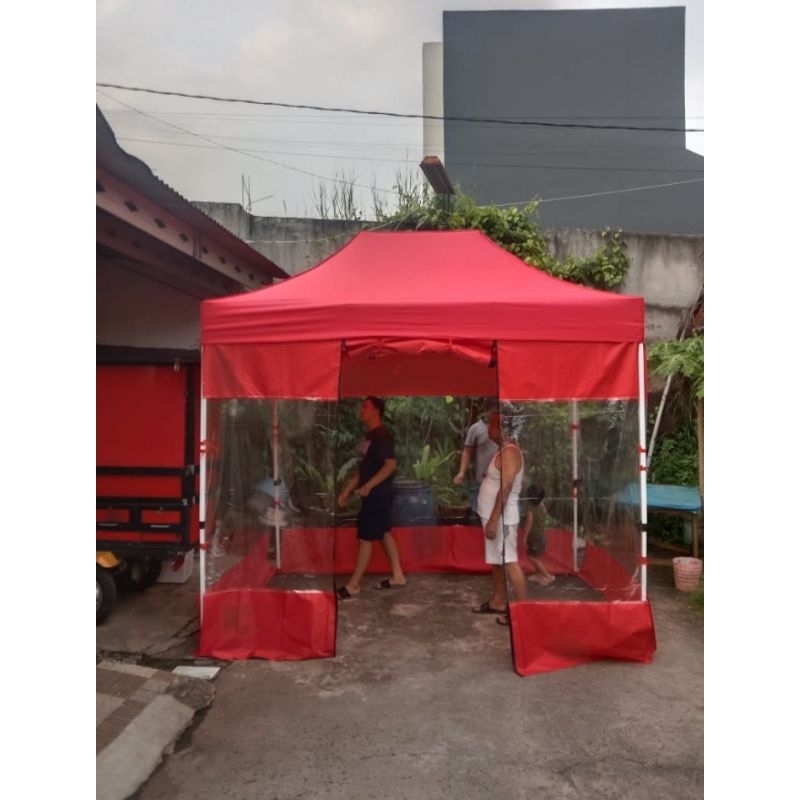 Jual tenda lipat ukuran 2x3 besi putih ketbalan besi 1,2mm + dinding 4 ...